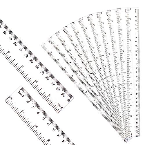 30PCS Ruler Plastic Rulers 12 Inch, with Inches and Metric for School ...