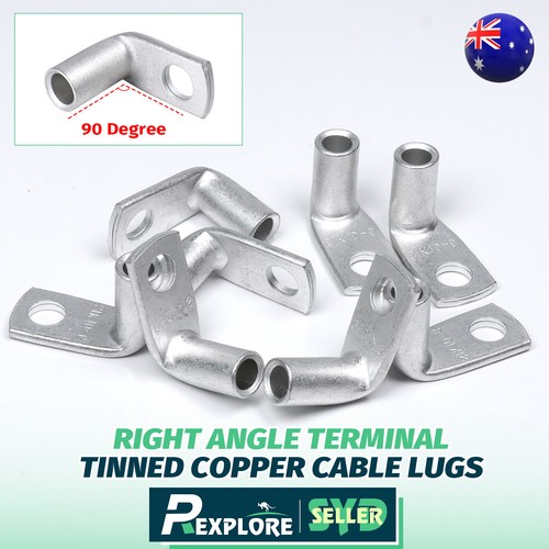 90 DEG Right Angle Terminals Tinned Copper Battery Cable Lugs Abrasion ...