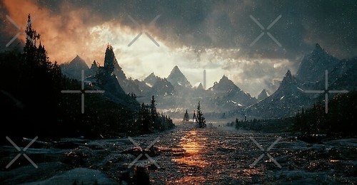 ⚔Skyrim Desk Mat Evening Mountains 80x40cm / 31in x 15in Desk Pad ...