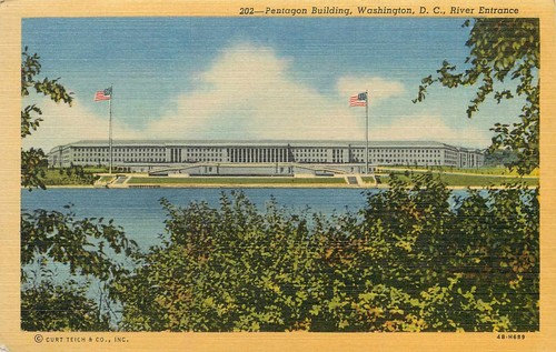 Postcard Pentagon Building Washington DC River Entrance Linen Unposted ...