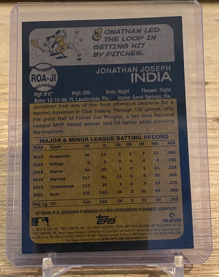 2022 Topps Heritage Jonathan India Real One Auto Autograph Reds | eBay