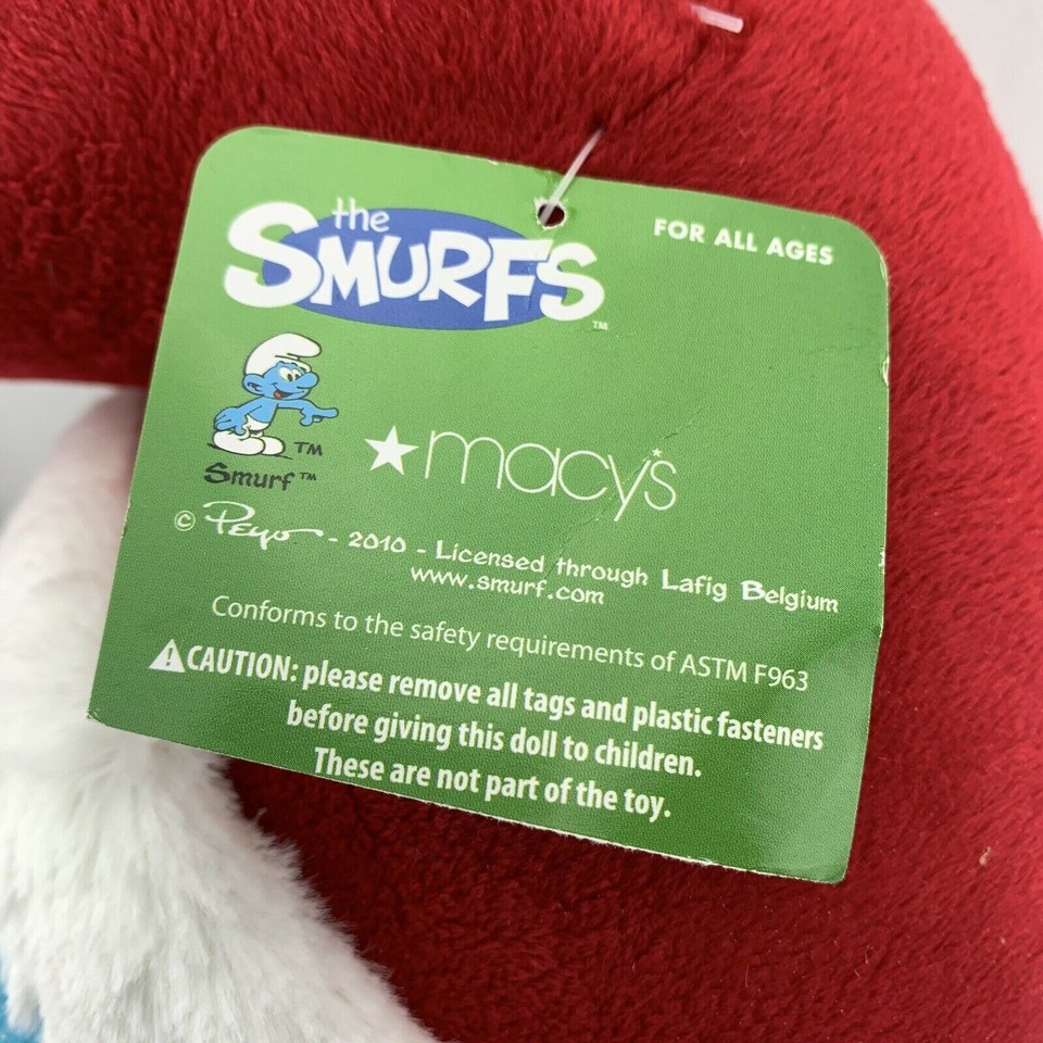 Papa Smurf Plush Macys Holiday 2010 w/ Santa Hat & 2 Finger Puppets 21 ...