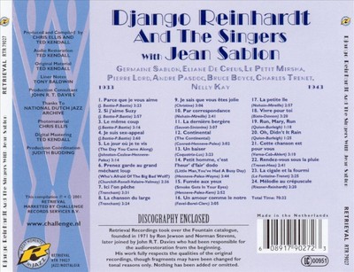 DJANGO REINHARDT - 1933-1943: DJANGO REINHARDT AND THE SINGERS NEW CD ...