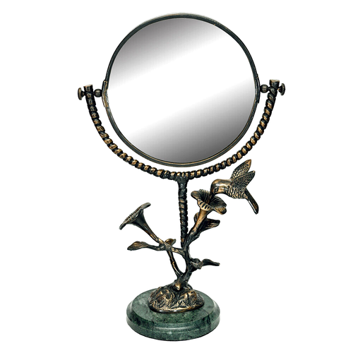 Flower And Hummingbird Vanity Mirror Bird Swivels Brass Marble ~ SPI ...