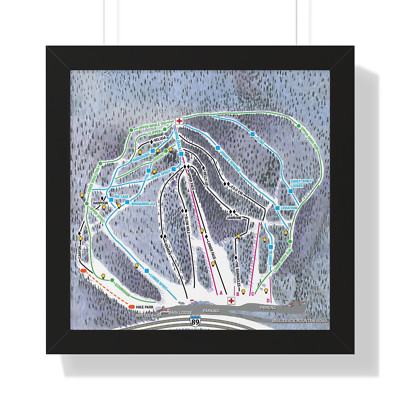 Whaleback Mountain NH Trail Map Framed Poster New Hampshire Ski Resort ...