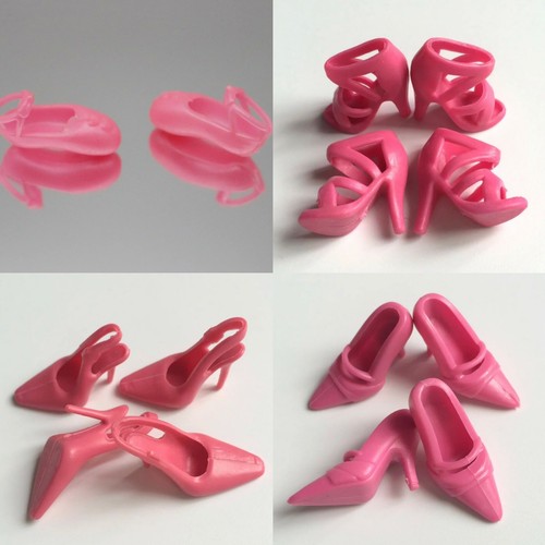 40 Pairs （4 pink） High Heel pliable silicone Shoes for11.5" (30CM) Doll ...