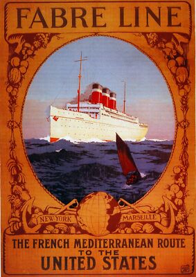 6316.Fabre Line from France to the United States Poster.Wall Art ...