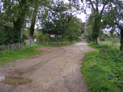 Photo 6x4 Track and footpath near Earsham Mill The gates on the left ...