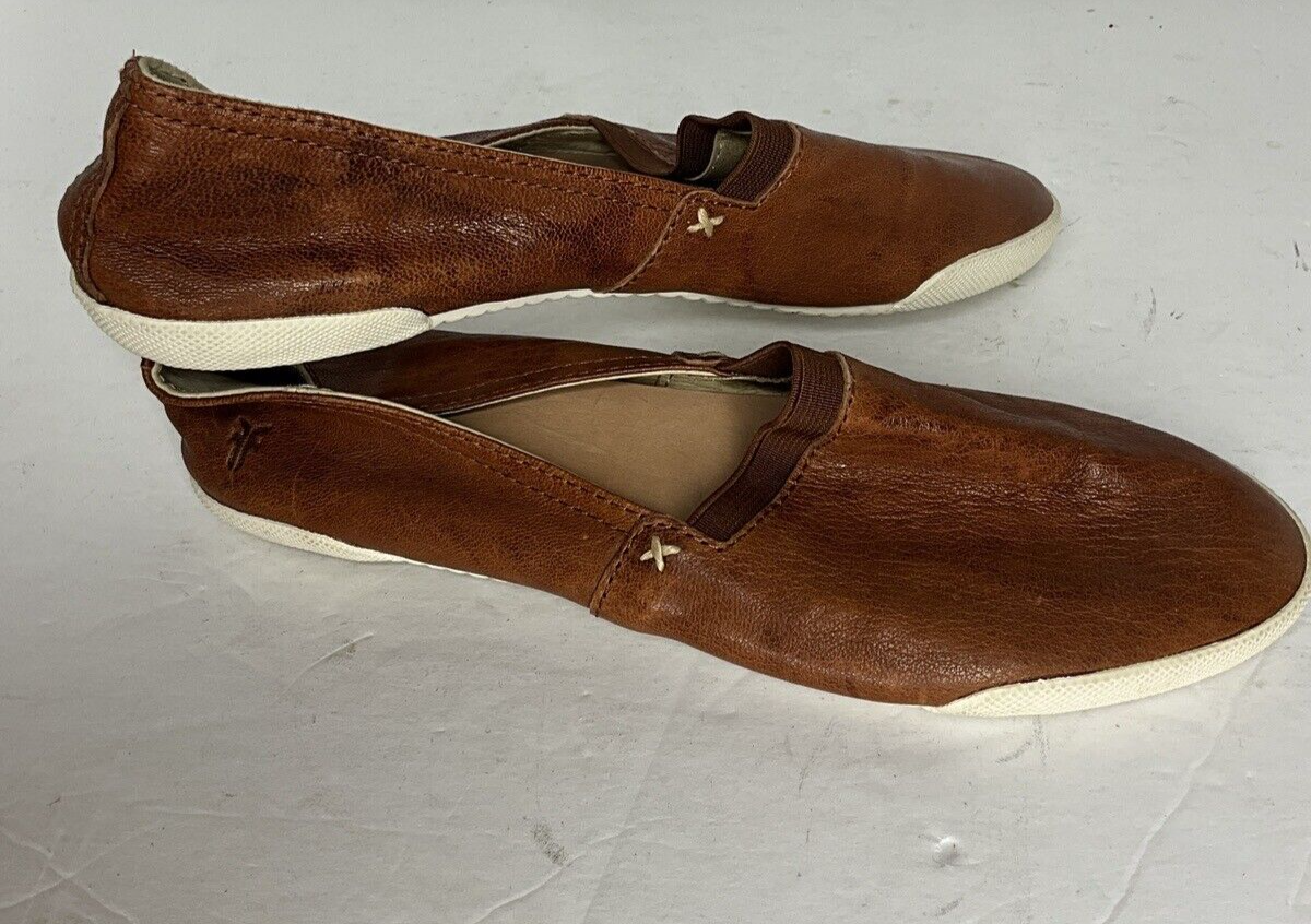 Womens Frye Melanie Brown Leather Slip On Flats Shoes Loafers Size 7.5M ...