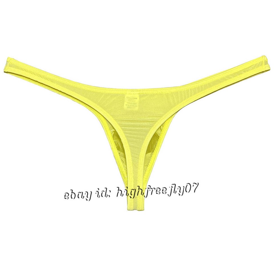 Mens Shiny T-back Underwear Male Bulge Pouch G-string Thong Ice Silk ...