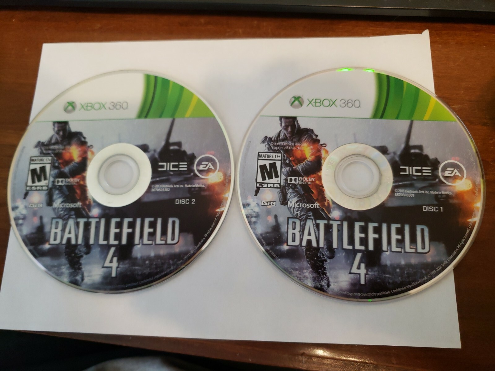 Battlefield 4 (Microsoft Xbox 360, 2013) 2 DISCS ONLY disc 1 and disc 2 ...