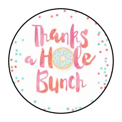 30 Donut Envelope Seals Labels Stickers 1.5" Round Thanks a hole bunch ...