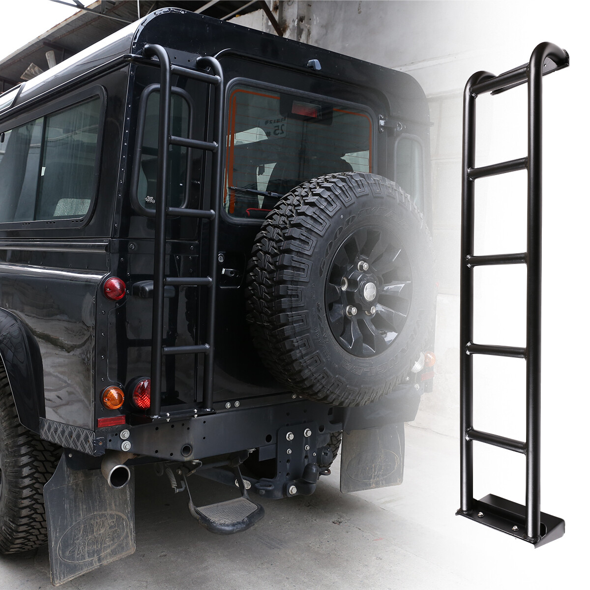 Rear Rear Roof Rack Access Ladder Black Land Rover Defender 90 / 110 ...