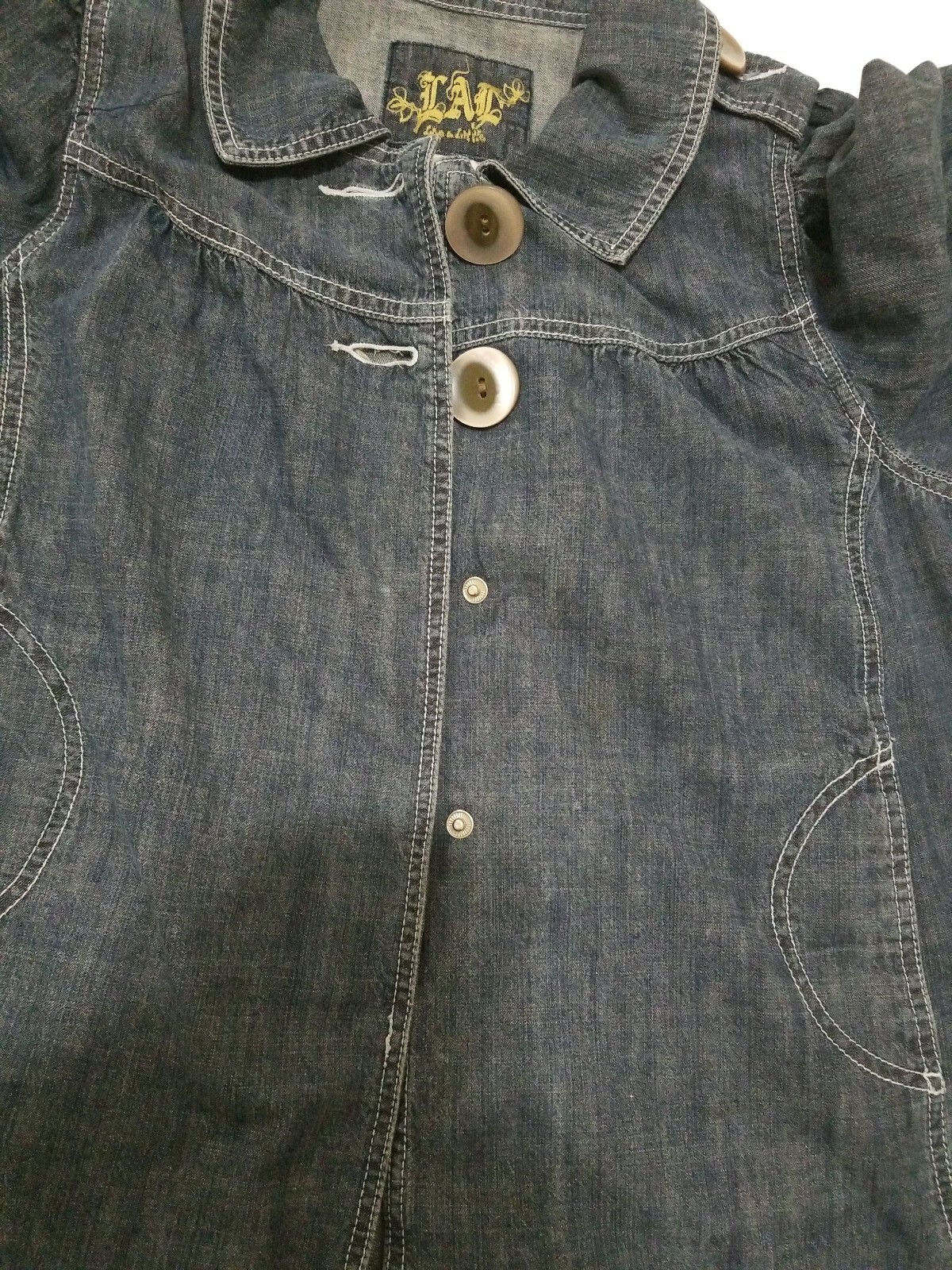 LAL WOMEN'S SIZE SMALL JACKET BLUE JEAN CAPE DENIM BIB CAREER | eBay