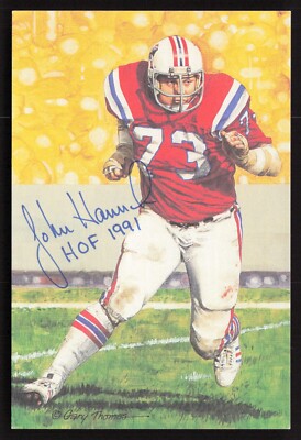 John Hannah AUTO Signed 1991 Goal Line Art Card New England Patriots ...