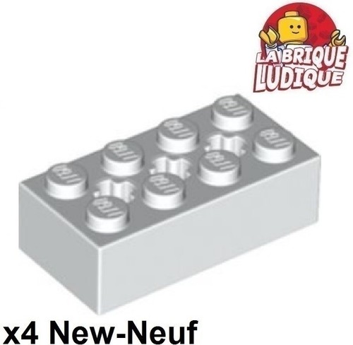 Lego Technic 4X Brick 2X4 4X2 3 Axle Hole White 39789 New | eBay