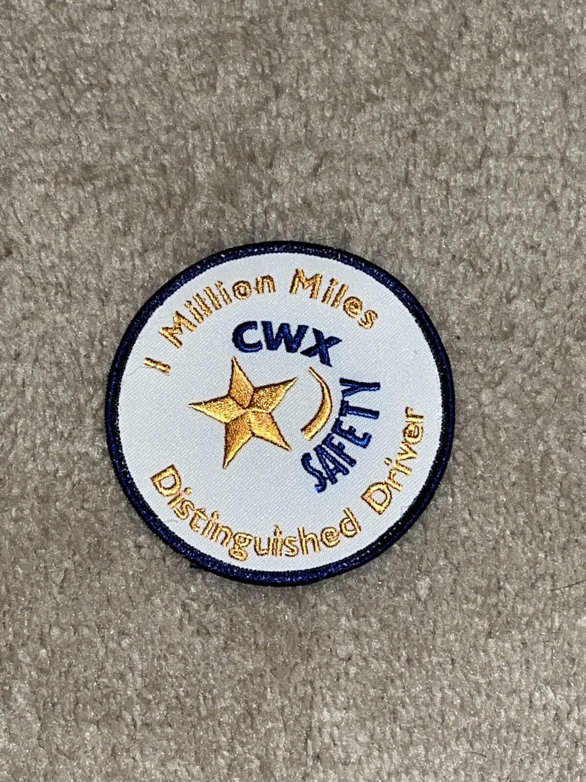Vintage CWX 1 million mile Safe Driving Distinguished Driver patch 3 3/ ...