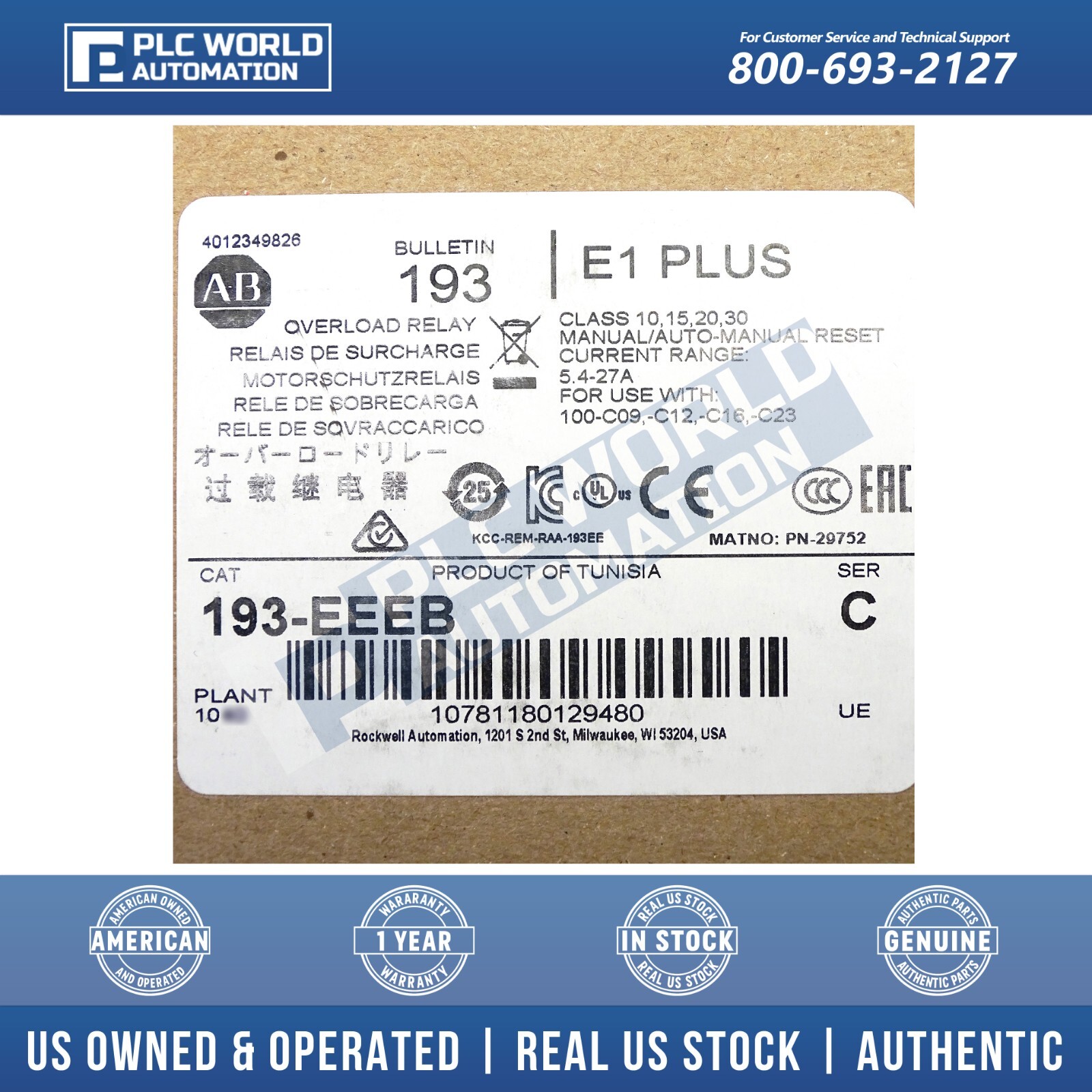 Allen Bradley 193-EEEB /C E1 Plus IEC Overload Relay, Solid State ...