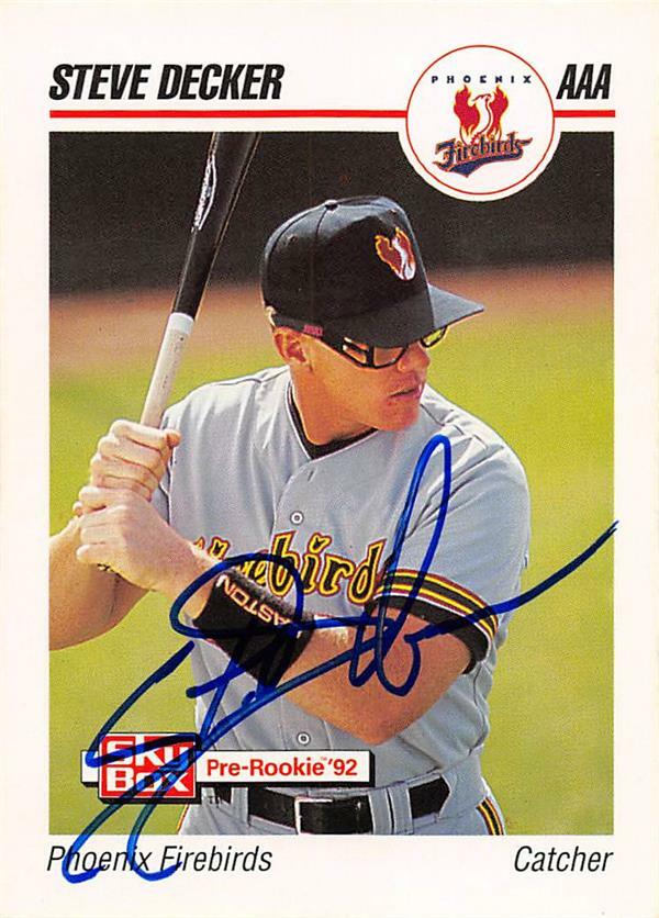 Steve Decker autographed baseball card (Giants) 1992 Skybox Pre Rookie ...
