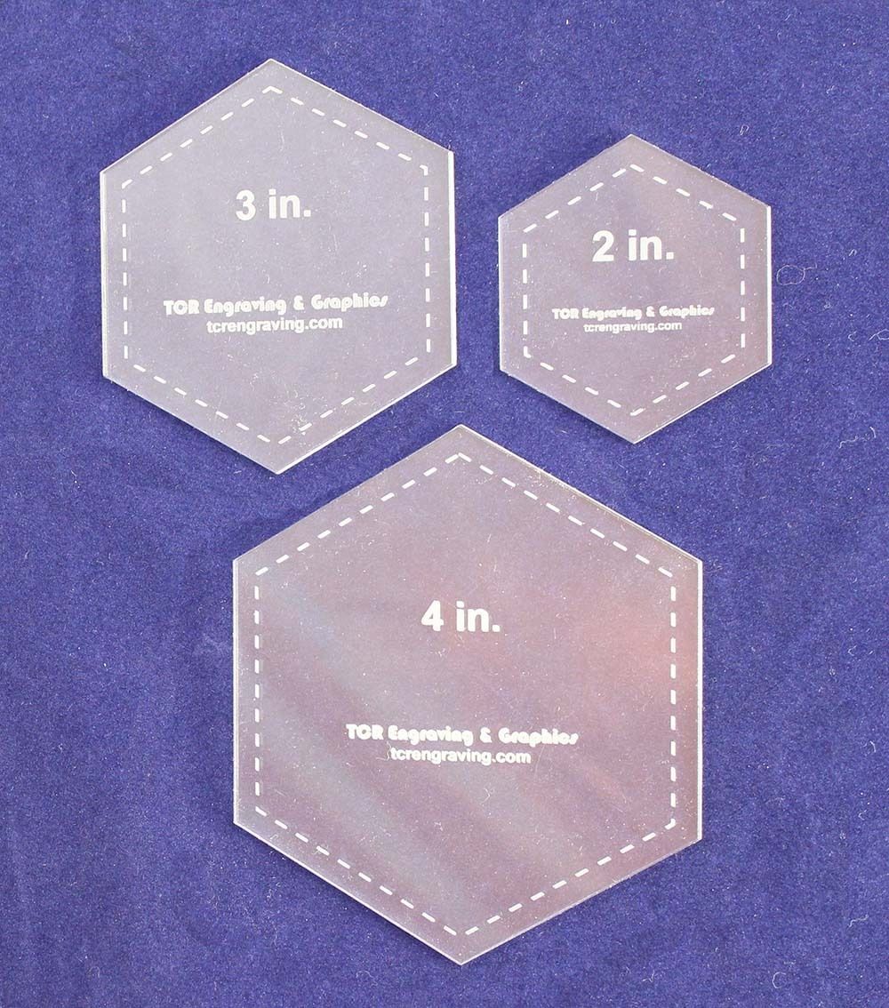 Quilt Templates- 3 Piece Hexagon - 2, 3, 4 Inches Clear Acrylic 1/8 ...