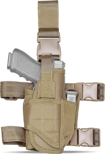 Tactical Pistol Drop Leg Holster Magazine Bag Adjustable Right Hand Gun ...