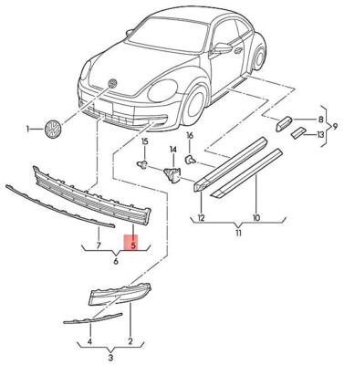 Genuine VW Beetle Cabrio Bettle Novo Fusca 5C1 Vent Satin Black ...