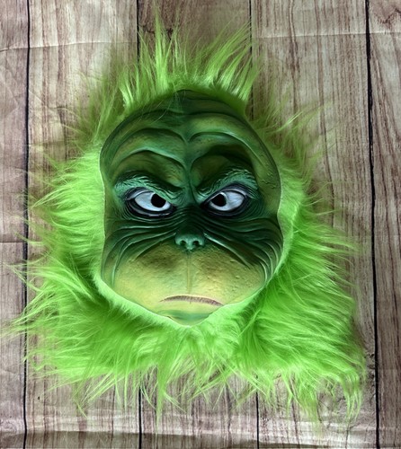 Green Cosplay The Grinch Full Head Adult Monster Latex Mask Christmas ...