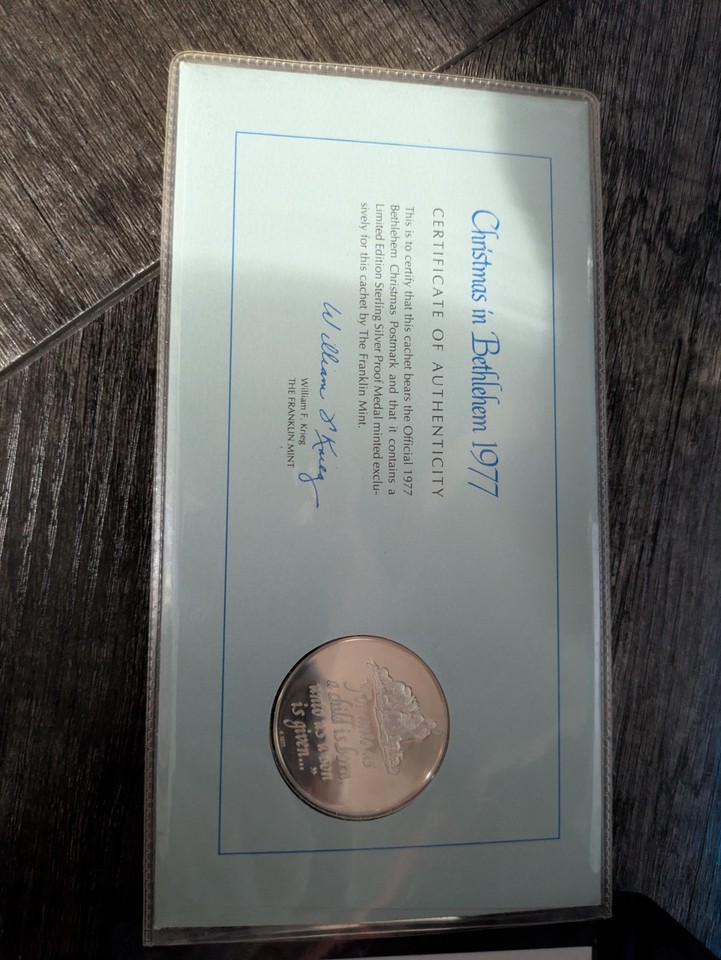 1977 Commemorative Proof “Christmas In Bethlehem” Franklin Mint ...