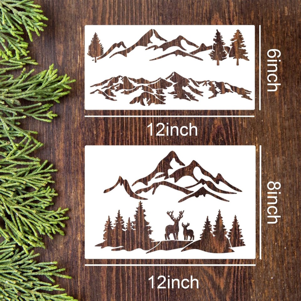 Mountain Stencils for Painting Forest Tree Stencil Animal Wood Burning ...