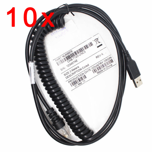 LOT10 9ft Metrologic Black Coiled MS9540 MS7120 MS3780 USB Barcode ...