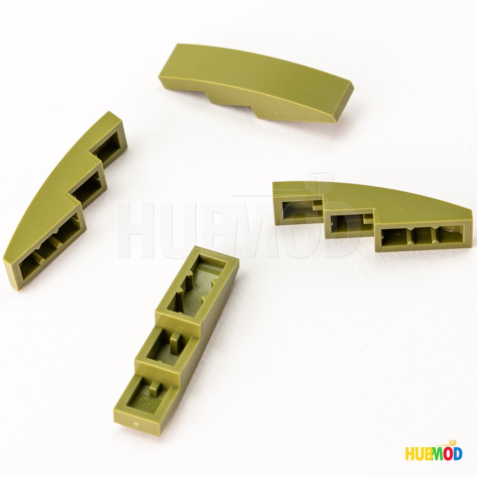 Lot of 4 LEGO 61678 Olive Green 4X1 Slope Curved Plates Arch Roof ...