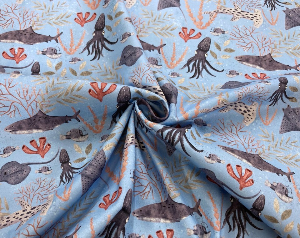 Seaside Cotton Fabric Mixed Ocean Nautical Sea Beach Patchwork Craft ...