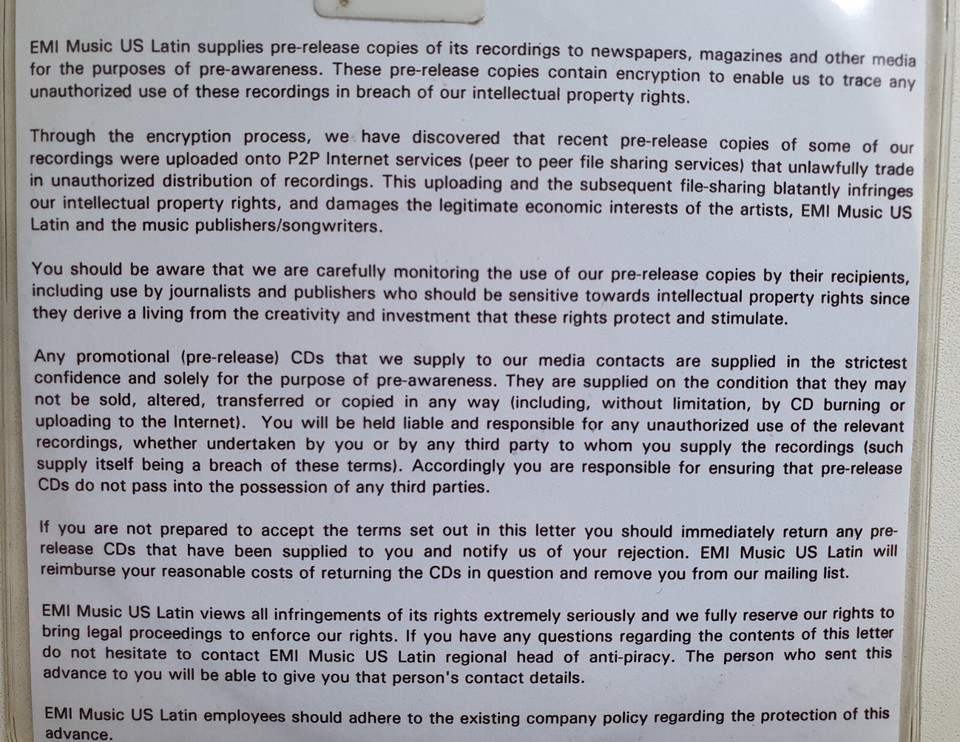 THALIA - EL SEXTO SENTIDO (PRE-RELEASE WATERMARK PROMO COPY) CD | eBay