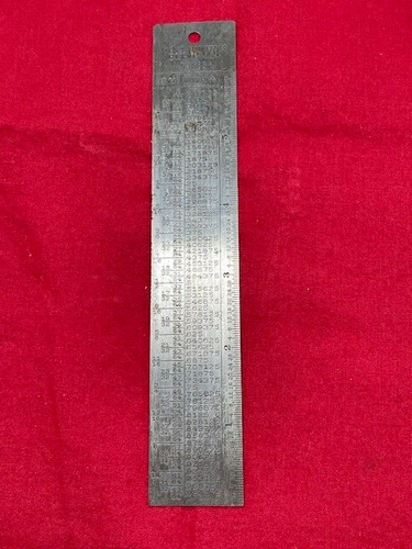 Starrett 588 Ready Reference Table with Rule VINTAGE! | eBay