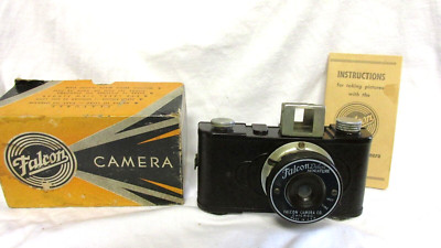 VINTAGE 1940s FALCON DELUXE MINIATURE FLASH CAMERA w/ MANUAL & BOX IN ...