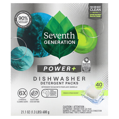 Power+ Dishwasher Detergent Packs, Fresh Citrus, 40 Packs, 21.1 oz (600 ...