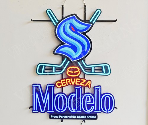 Modelo Cerveza Beer Seattle Kraken 32"x24" Vivid LED Neon Sign With ...