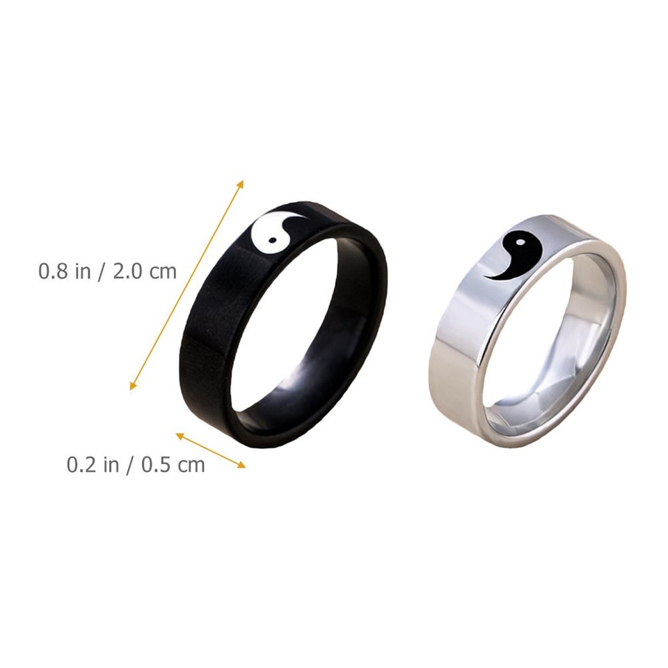 2pcs Decorative Couple Rings Tai Chi Gossip Sign Ring Decor Finger ...