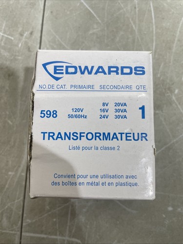 Edwards Signaling 598 Class 2 Transformer,20,30Va,120Vac,Foot | eBay