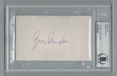 GEORGE PLIMPTON Signed BECKETT Authenticated Slabbed Index Card Auto ...