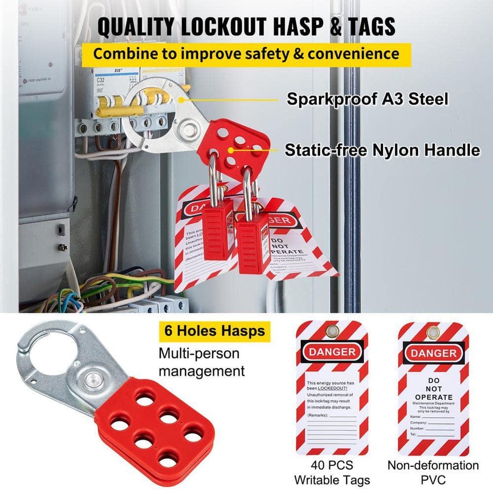 Lockout Tagout Station 58 Pcs Electrical Safety Lock Set Lockout Tagout ...