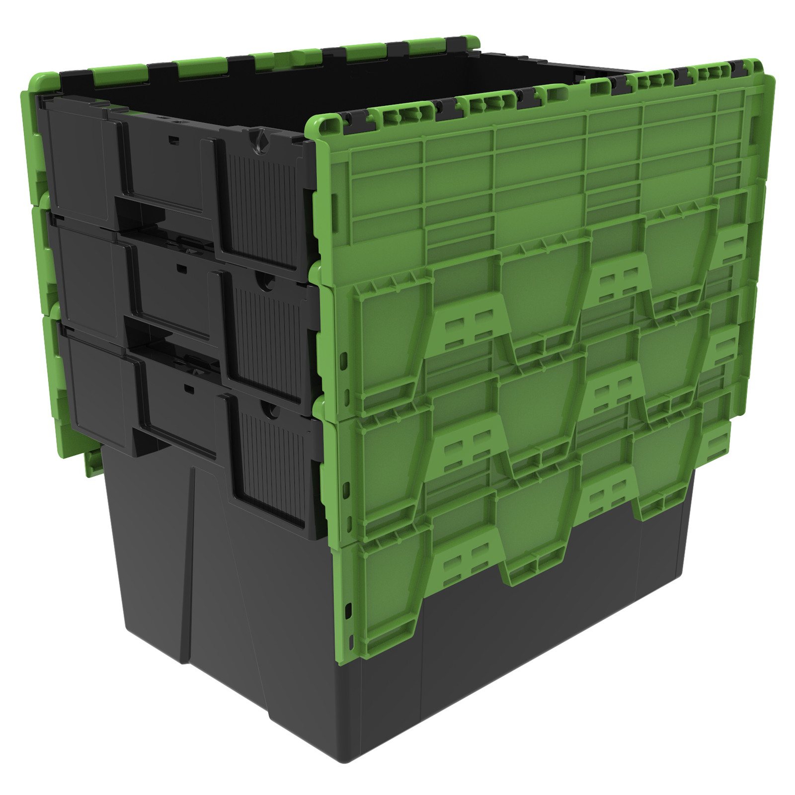 Pk 2 Large Loadhog Attached Green Lid Containers 600x400x365mm (65L ...