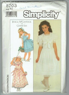 Simplicity 8703 Size 10 New Uncut Vintage Pattern Child Dress in 2 ...