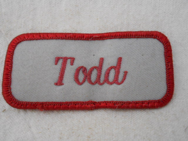 TODD USED EMBROIDERED VINTAGE SEW ON NAME PATCH TAGS ASSORTED COLORS | eBay