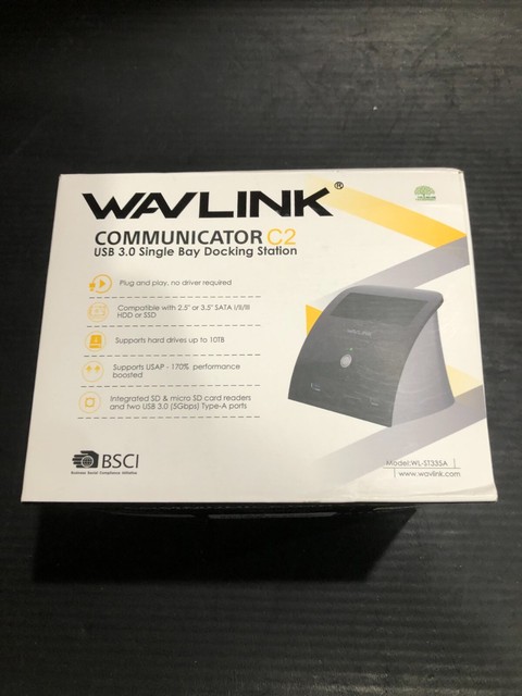 WAVLINK COMMUNICATOR C2 USB 3.0 SINGLE BAY DOCKING STATION WL-ST335A ...