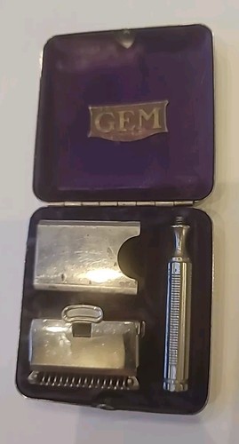 Gem Razor Kit Antique Vintage Shaving Set Metal Blade Holder Original ...