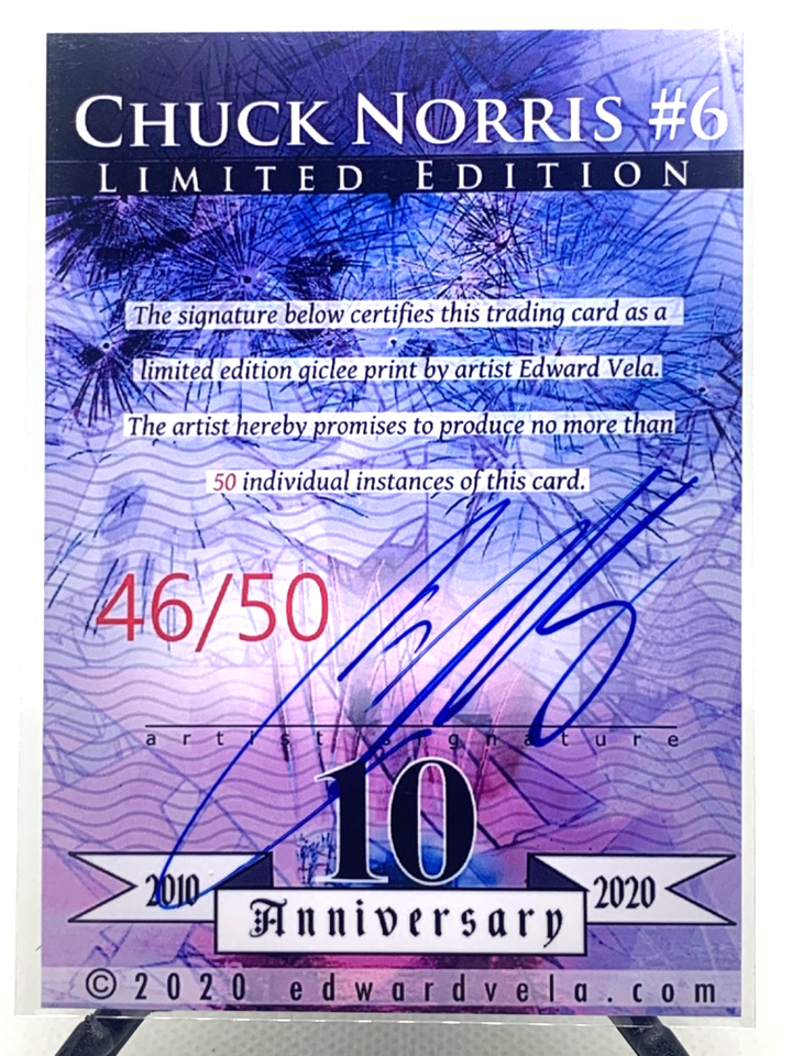 Chuck Norris Art Card Limited 46/50 Edward Vela Signed | eBay
