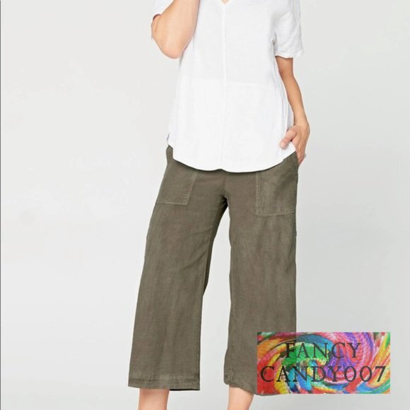 XCVI High Rise Waist Wren Snap Detail Cropped Trouser Capri Pants w ...