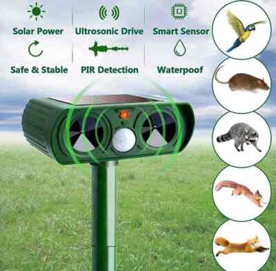 4PCS - Animal Repeller Ultrasonic Solar Power Outdoor Pest Cat Mice ...