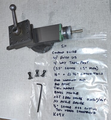 Emco Maximat Super 11 Lathe Compound Slide & Enco US Four Way Tool Post ...